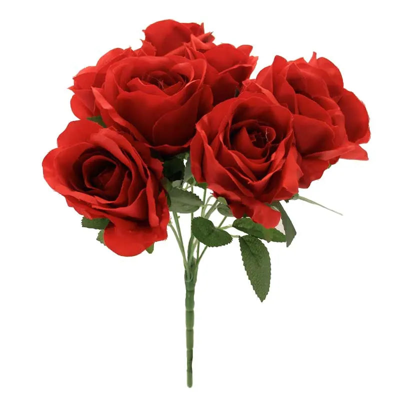 SF0350R RED Rose Bush Heads (Bunch of 9) | Artificial Flowers Online ...